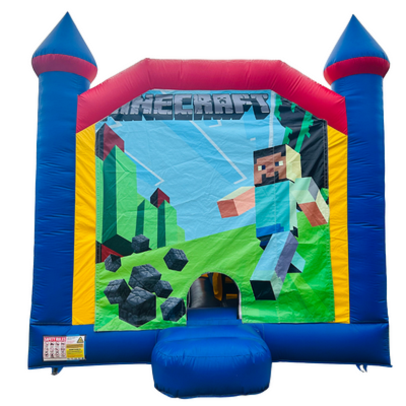 Jumping Castle Hire - Blue Combo Inside Slide - Minecraft – Mornington ...